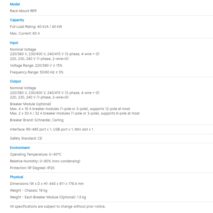 Power Management – Rack-Mount Remote Power Panel, 40 kVA – Delta Energy ...